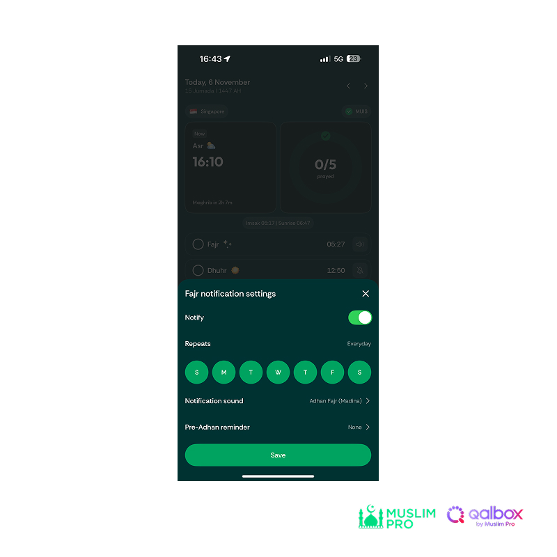 How to set prayer notifications or adhan? – Muslim Pro & Qalbox - Help ...